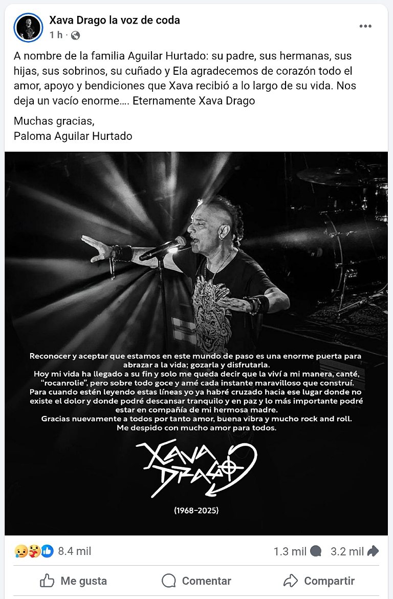 ¡Hasta siempre! Muere Xava Drago, vocalista de Coda, tras luchar contra ...